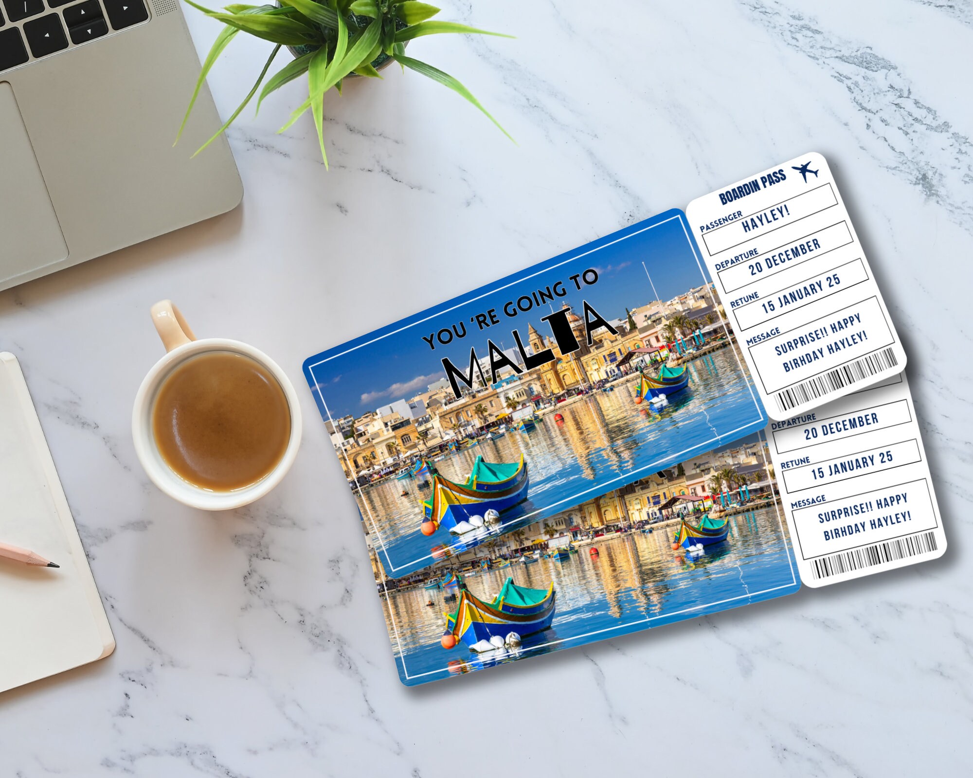 Printable Malta Trip Surprise Gift Ticket, You're Going to Malta, Gift ...