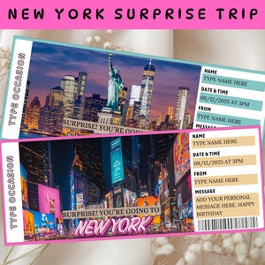 New York Surprise Trip, New York Boarding Pass, New York Trip Ticket ...