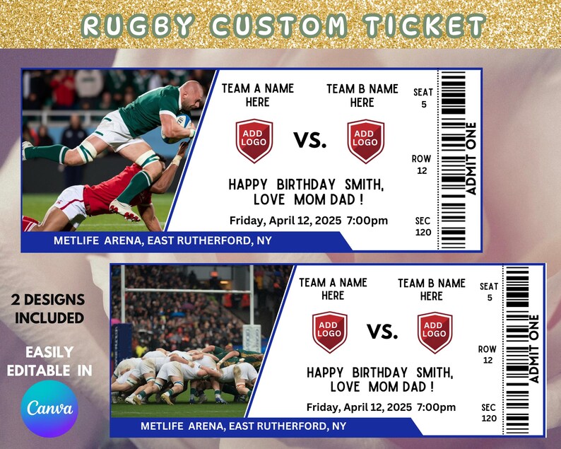 Customizable Rugby Game Ticket Template (instant Download ...