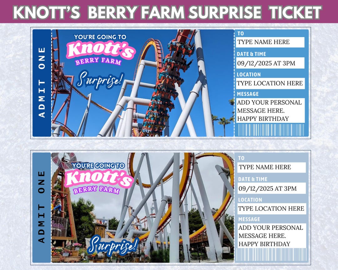 Knotts Berry Farm Surprise Trip Gift Ticket, Surprise Trip Gift Ticket ...