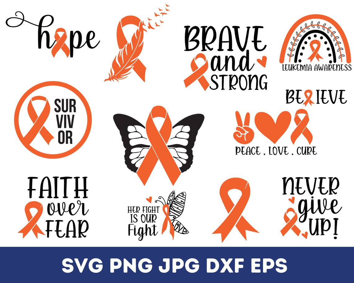 Leukemia Svg Leukemia Awareness Orange Ribbon Svg Leukaemia - Etsy