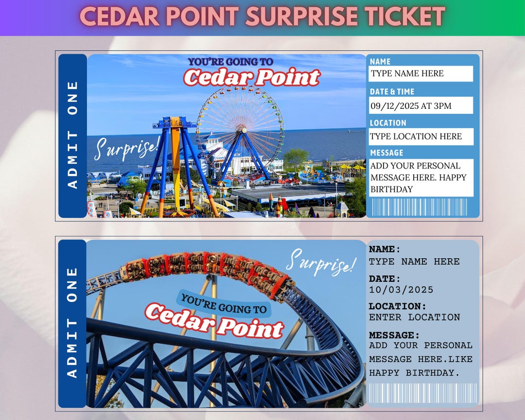 Cedar Point Trip Reveal Ticket: Surprise Vacation Printable (instant ...