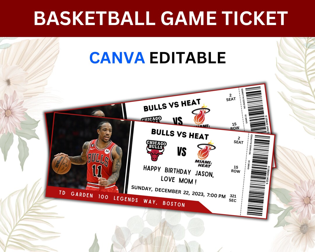 Custom Basketball Ticket, Ticket Template, Basketball Game Ticket ...