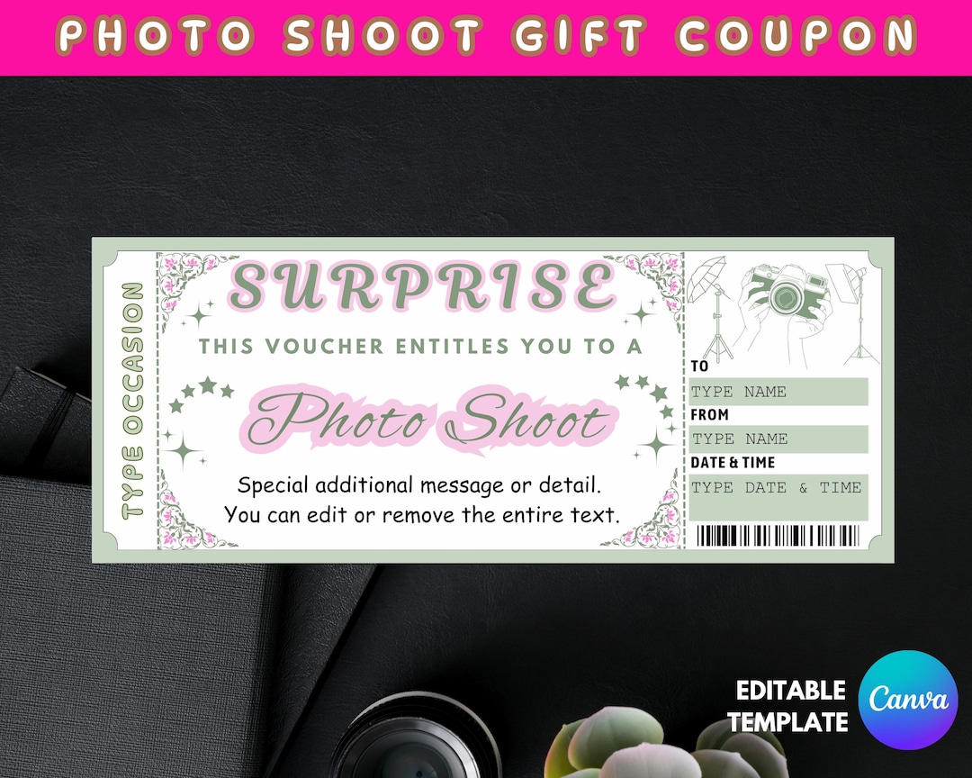 Editable Photo Shoot Gift Coupon: Canva Template (digital Download ...