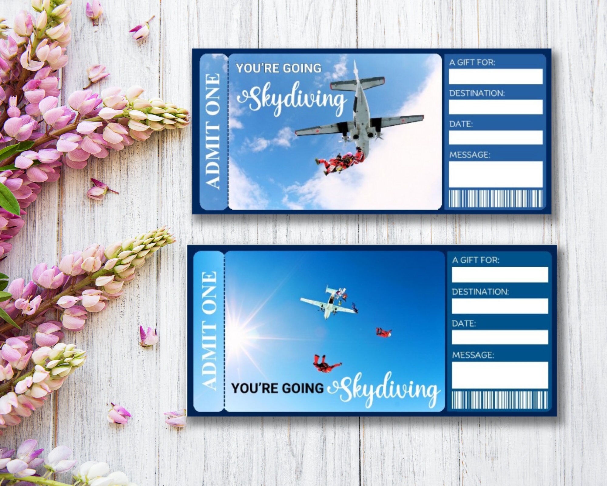 Editable Skydiving Surprise Ticket Template, Gift Ticket, Skydiving ...