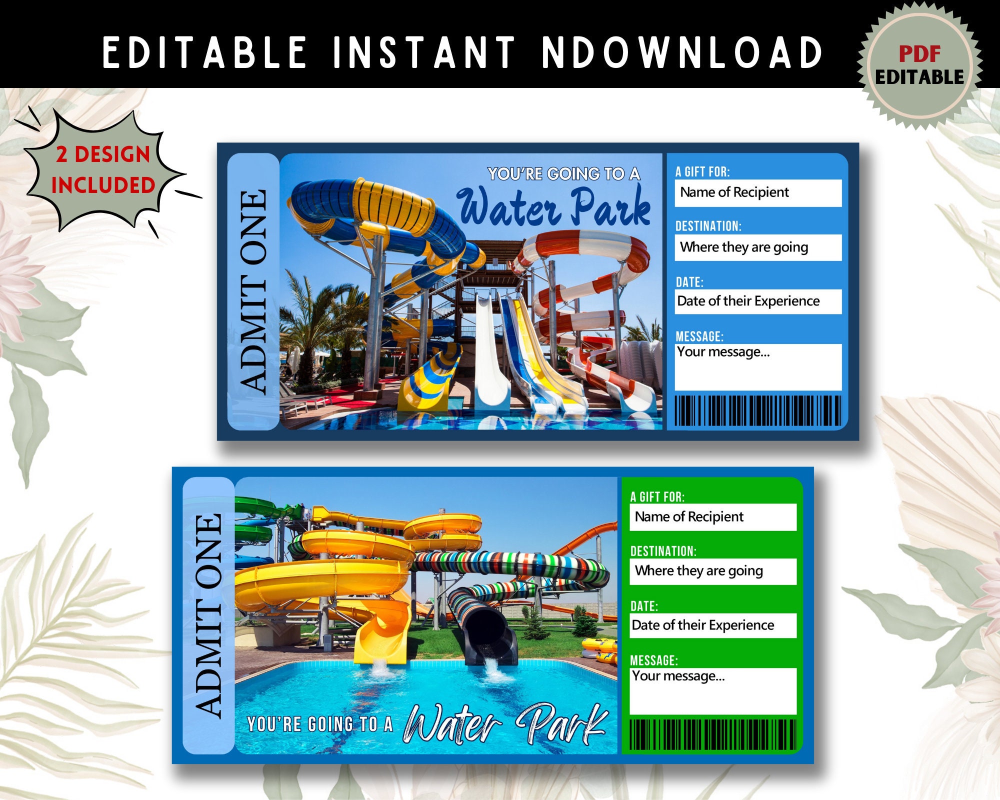 Printable Waterpark Surprise Trip Ticket Template, Ticket Template ...