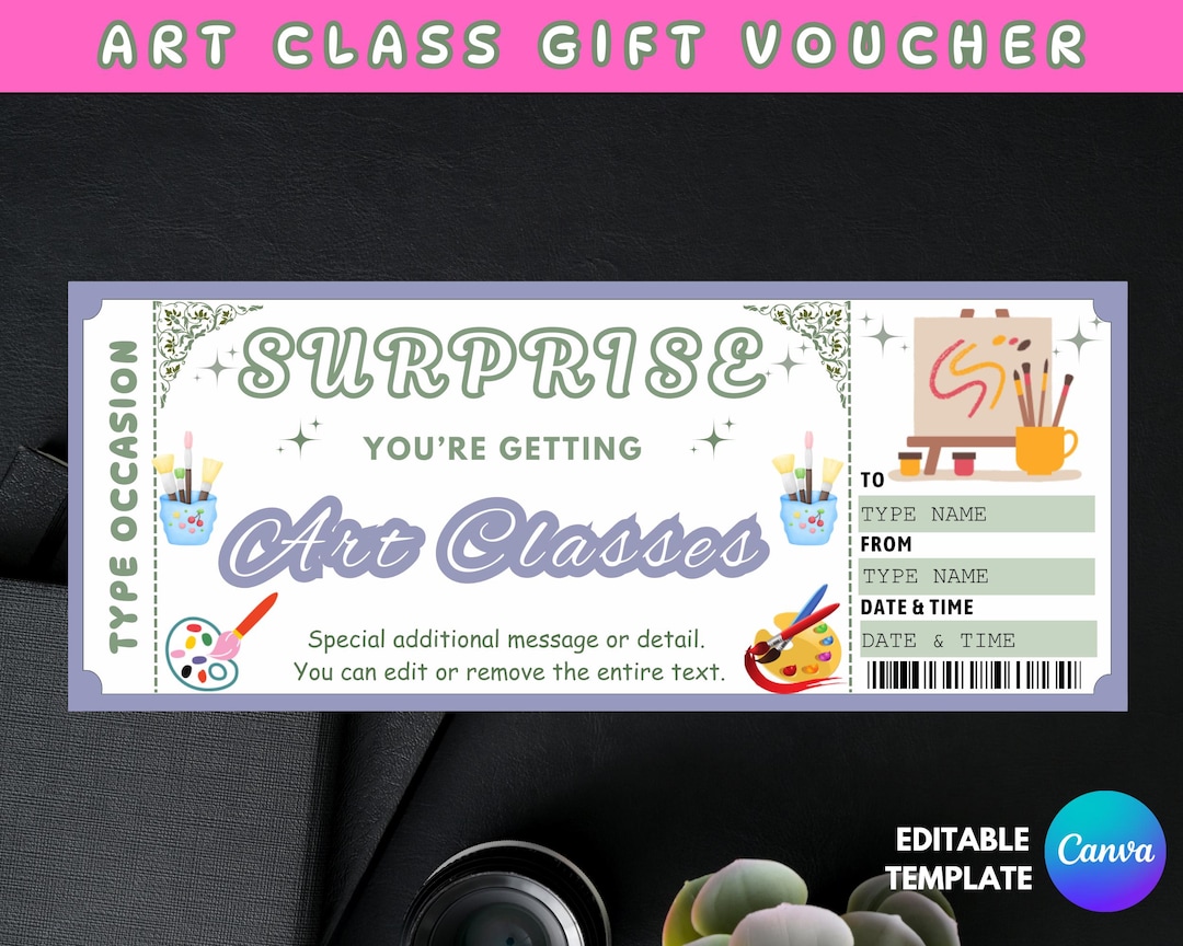 Art Class Gift Voucher Template, Painting Class Gift Voucher, Surprise ...