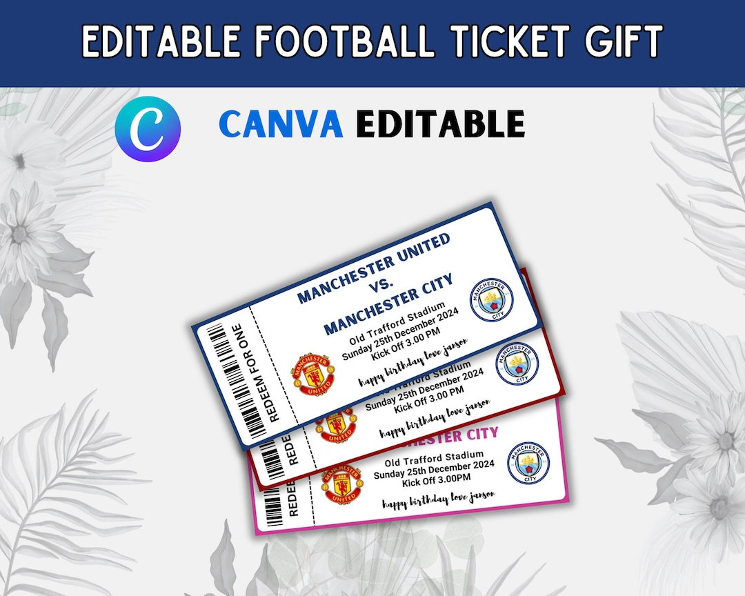 Canva Editable Football Ticket Template, Printable Football Ticket ...