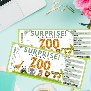 Printable Surprise Zoo Ticket, Gift for Kids, Zoo Ticket to Edit, Zoo ...