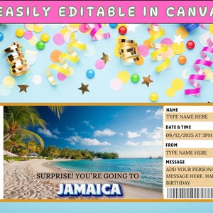 Jamaica Surprise Trip Ticket: Editable Boarding Pass (digital Download ...