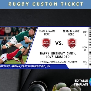 Customizable Rugby Game Ticket Template (instant Download ...