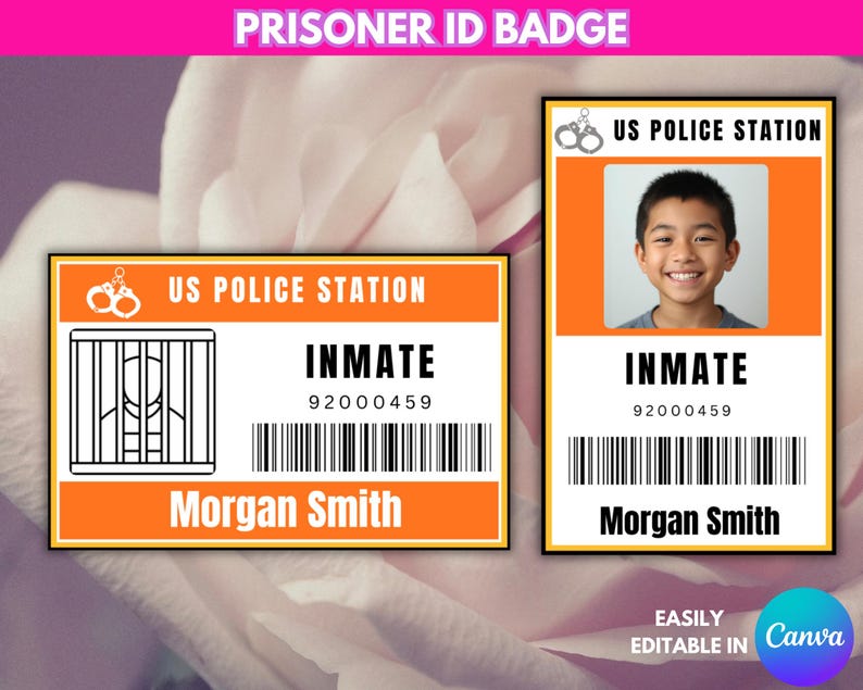 Printable Prisoner ID Badge Template - Editable Halloween Inmate ...