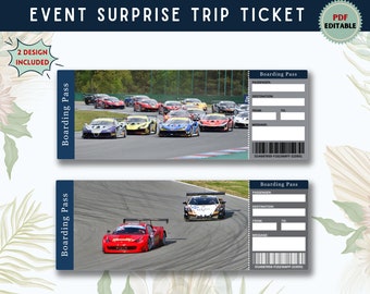 Printable Car Racing Surprise Gift Ticket Template, Event Birthday Gift ...