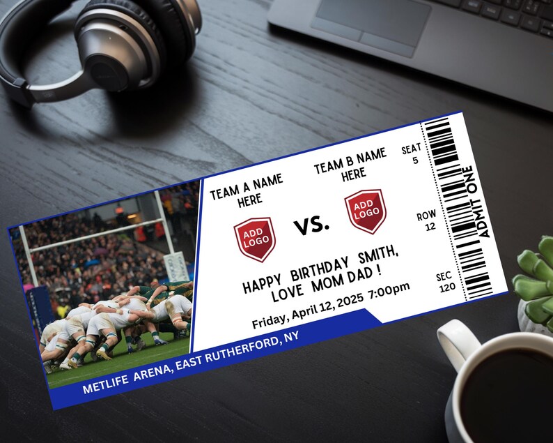 Customizable Rugby Game Ticket Template (instant Download ...