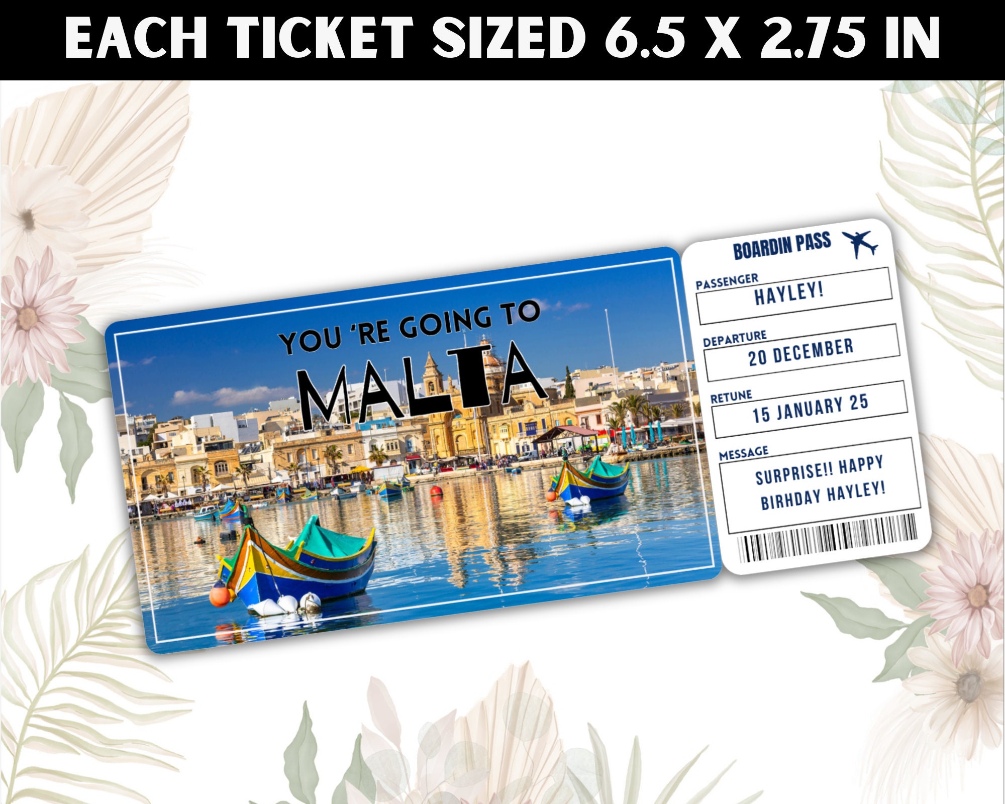 Printable Malta Trip Surprise Gift Ticket, You're Going to Malta, Gift ...