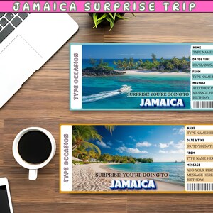 Jamaica Surprise Trip Ticket: Editable Boarding Pass (digital Download ...