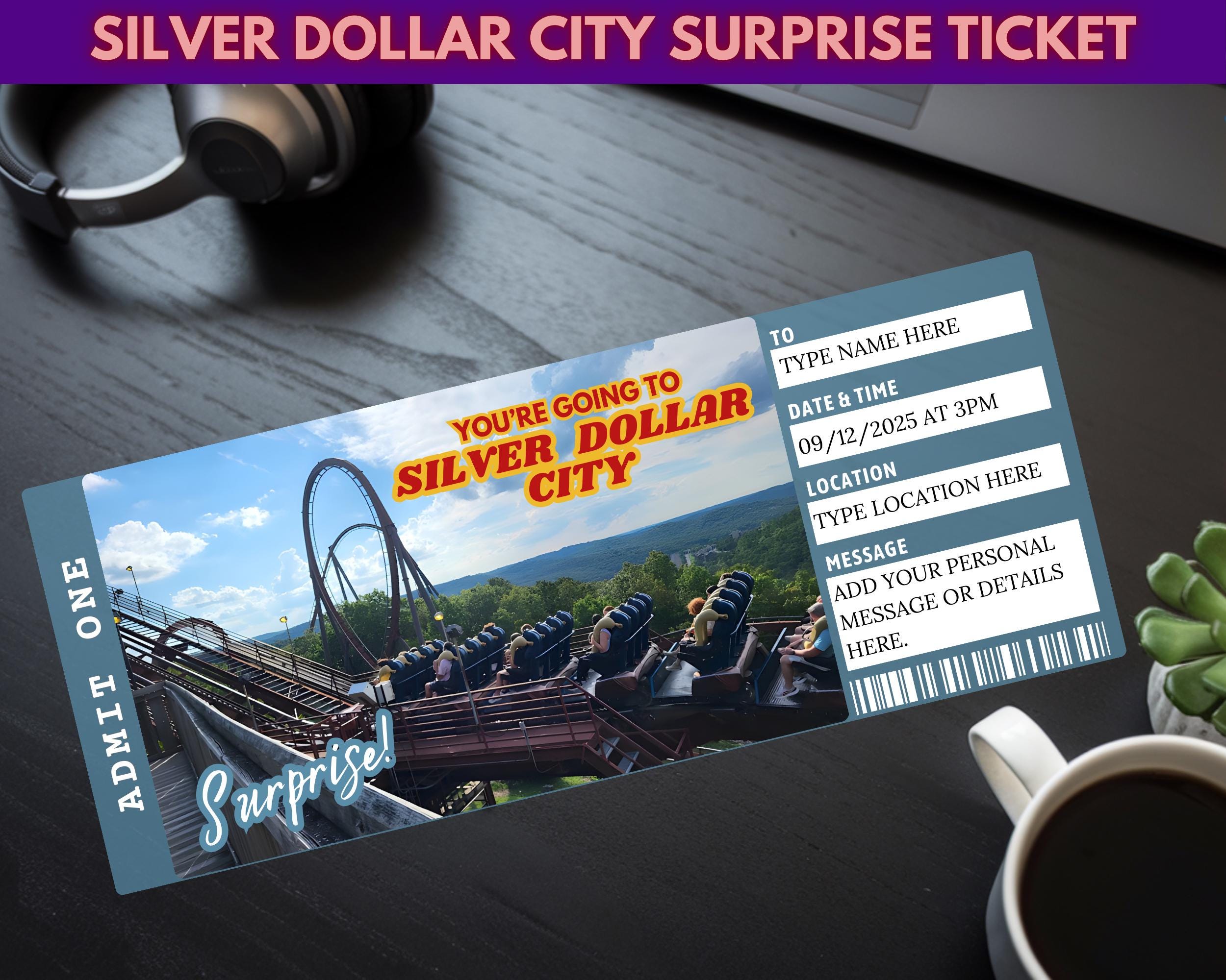 Editable Silver Dollar City Surprise Ticket Template, Printable Silver ...