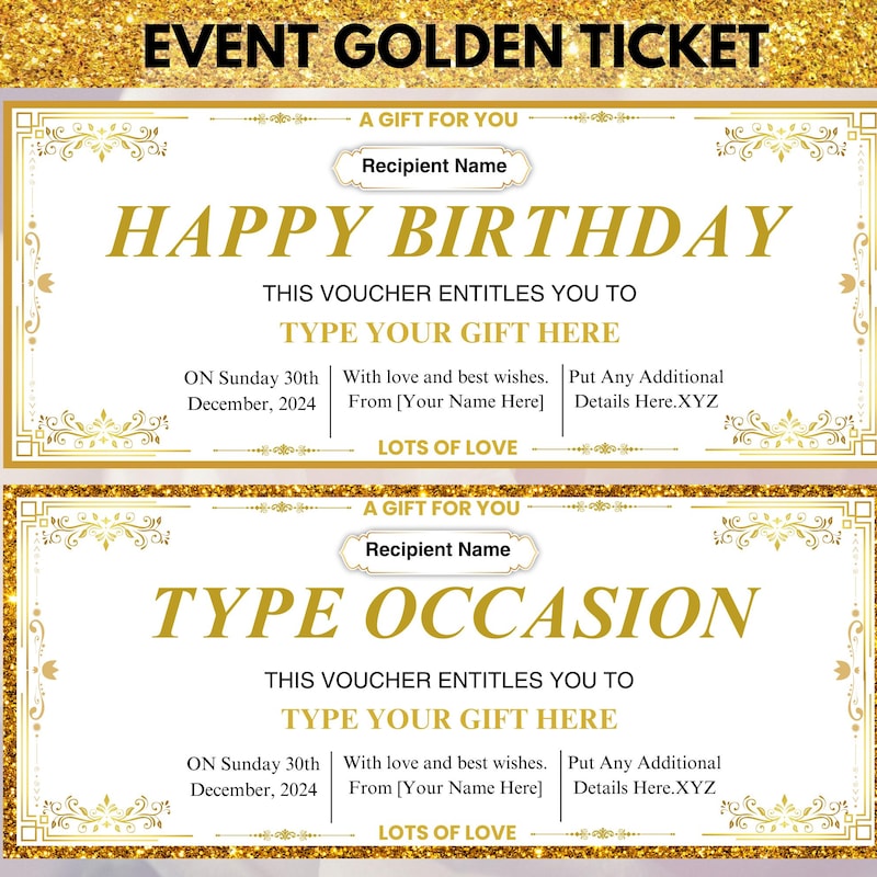 Golden Ticket Template - Etsy
