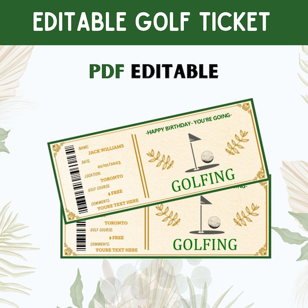 Golf Event Ticket Template - Etsy