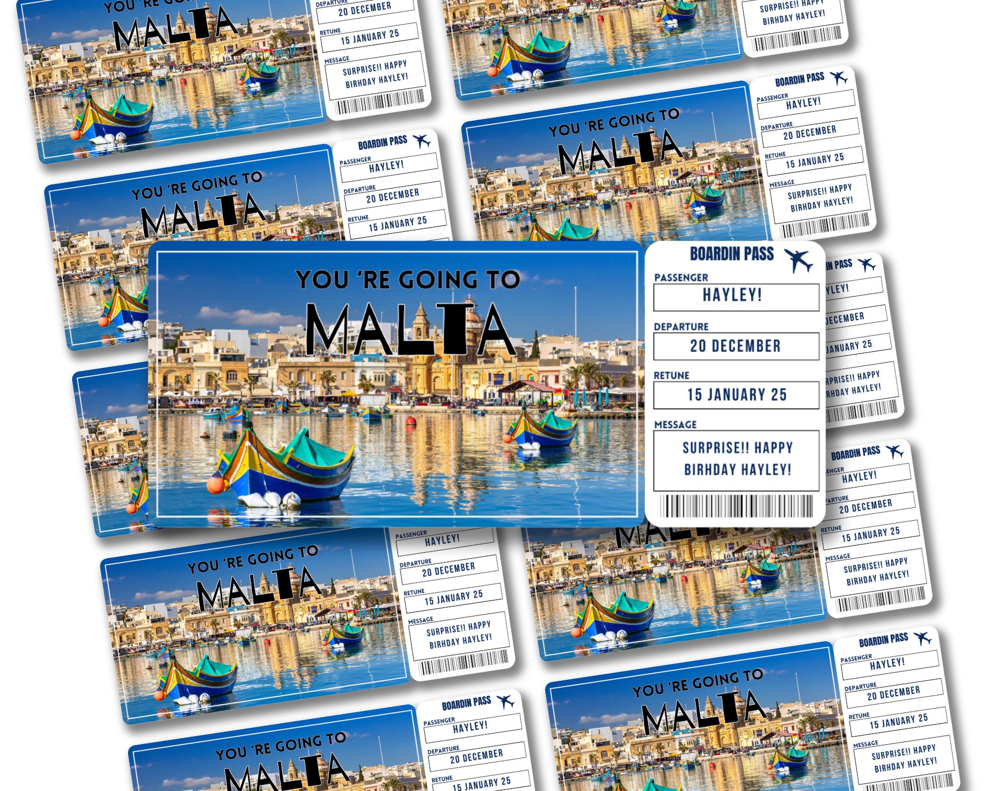 Printable Malta Trip Surprise Gift Ticket, You're Going to Malta, Gift ...