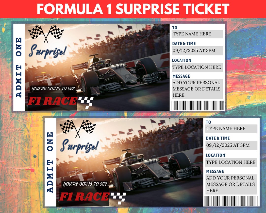 Editable Formula Ticket Template,formula One Ticket,surprise Printable Ticket,racing Ticket ...