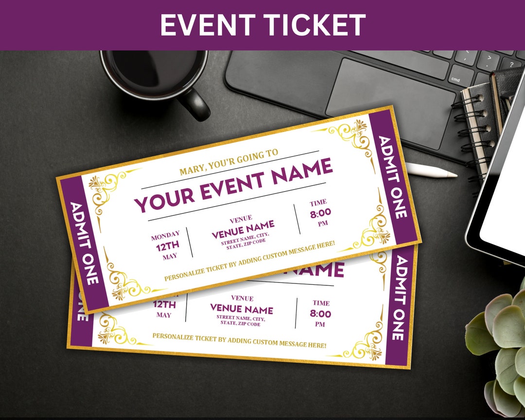Printable Event Ticket Template, Editable Ticket Template, Christmas ...
