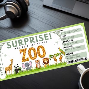 Printable Surprise Zoo Ticket, Gift for Kids, Zoo Ticket to Edit, Zoo ...