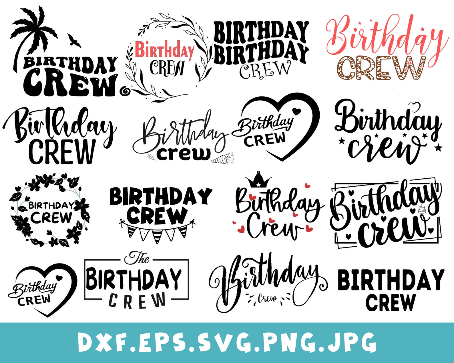 Birthday Crew Svg Bundle, Svg Files for Cricut, Birthday Vector ...