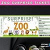 Zoo Printable Ticket. Birthday Zoo Ticket. Printable Zoo Gift Ticket ...