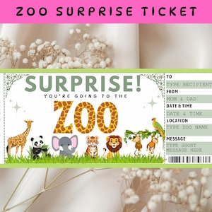 Printable Surprise Zoo Ticket, Gift for Kids, Zoo Ticket to Edit, Zoo ...