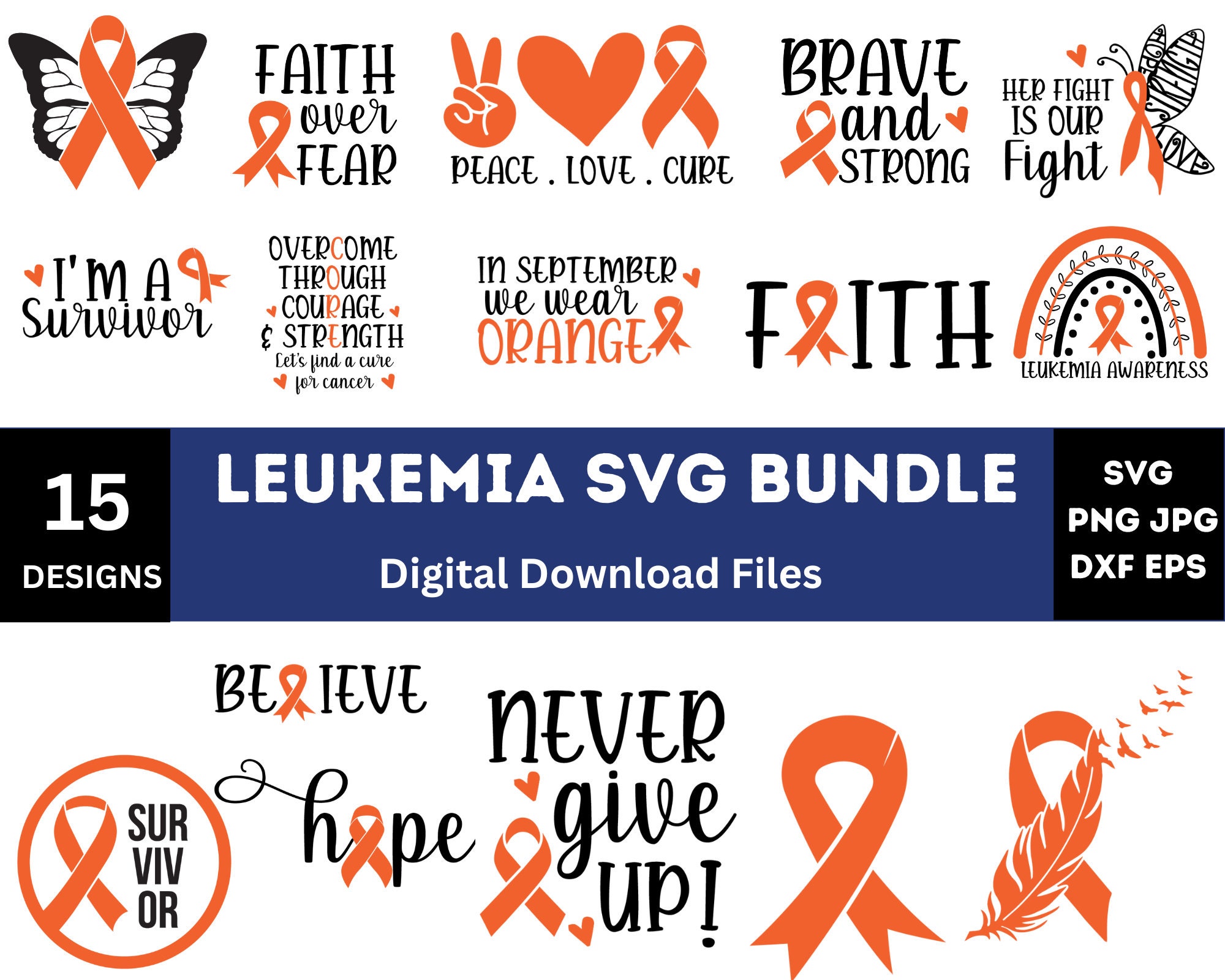 Leukemia Svg Leukemia Awareness Orange Ribbon Svg Leukaemia - Etsy