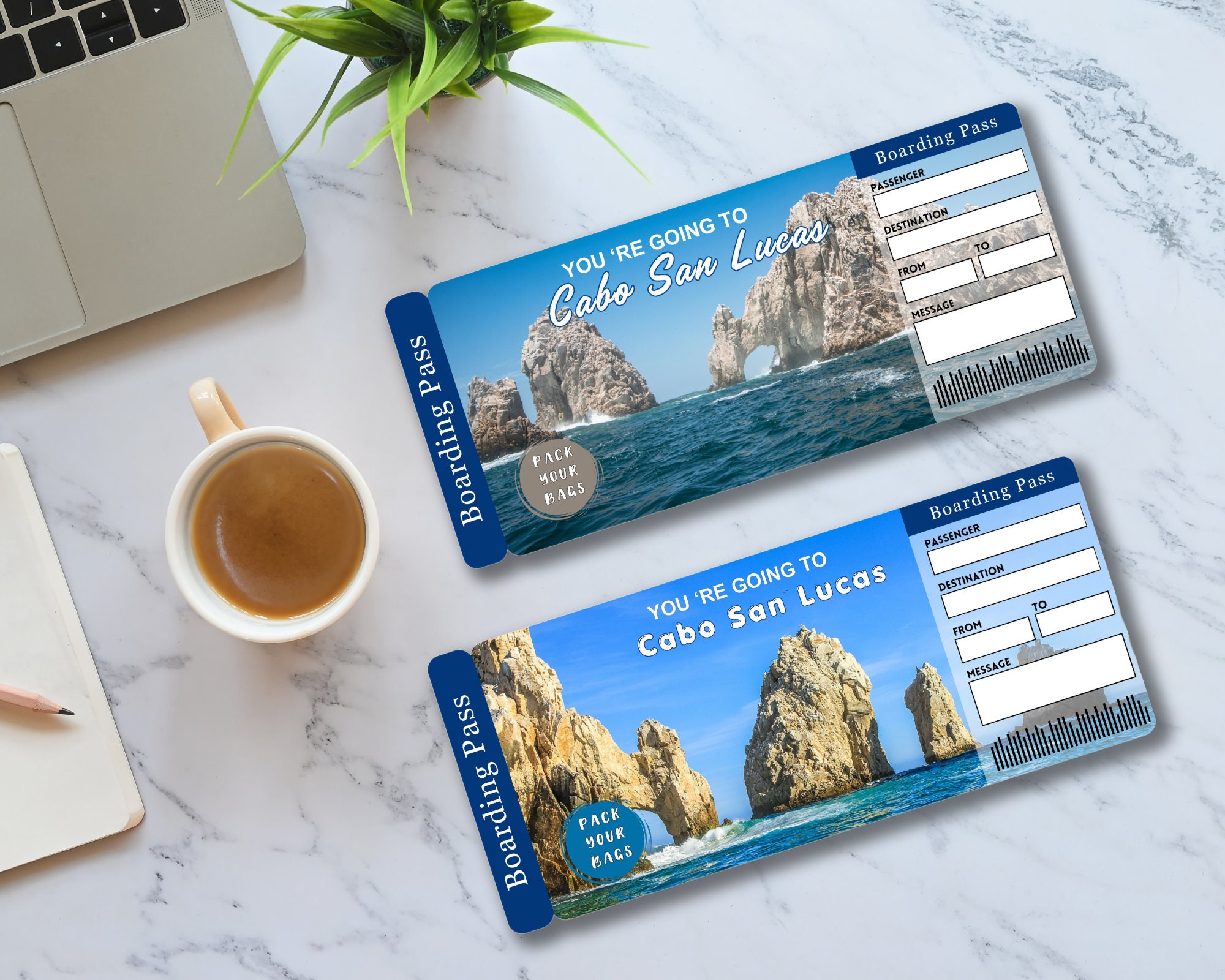 Printable Cabo San Lucas Surprise Trip Gift Ticket, Boarding Pass ...