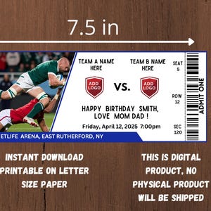 Customizable Rugby Game Ticket Template (instant Download ...