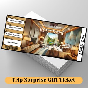 Hotel Reservations Surprise Reveal Ticket Template, Ticket Template ...