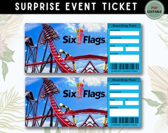 SIX FLAGS Surprise Gift Ticket. Boarding Pass. Trip Ticket. Admission ...