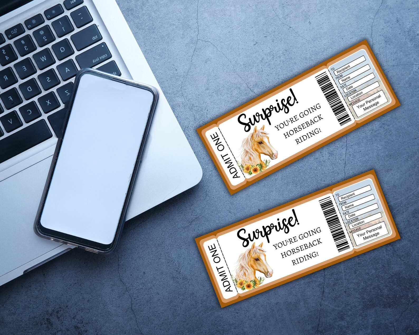 Printable Horse Riding Surprise Ticket, Horseback Riding Ticket, Ticket ...