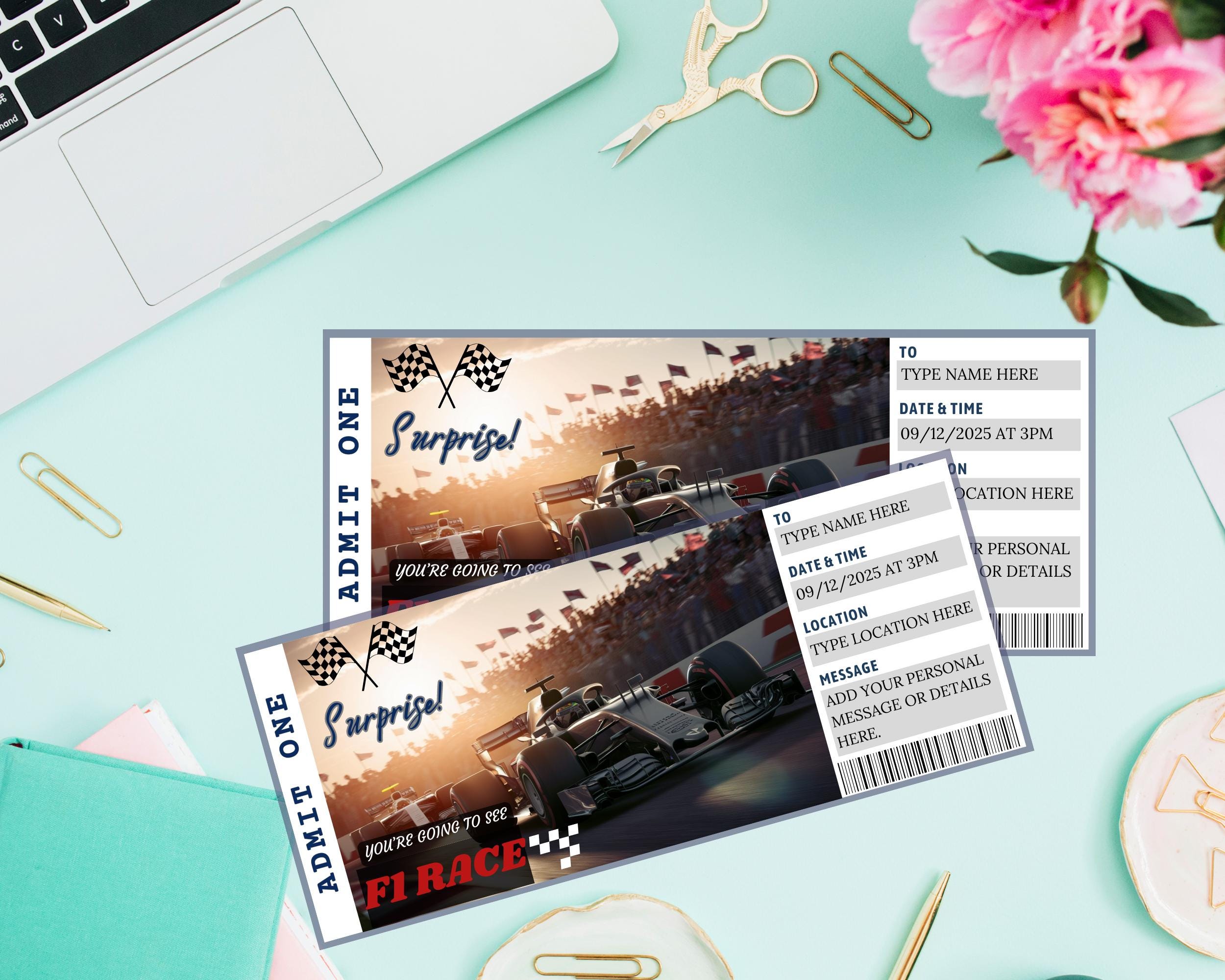 Editable Formula Ticket Template,formula One Ticket,surprise Printable Ticket,racing Ticket ...