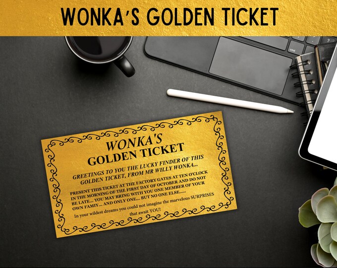 WILLY WONKA Golden Ticket Invitation Digital Printable File/printing ...