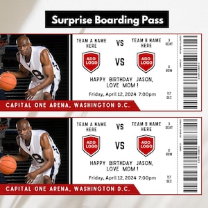 Custom Basketball Ticket, Ticket Template, Basketball Game Ticket ...