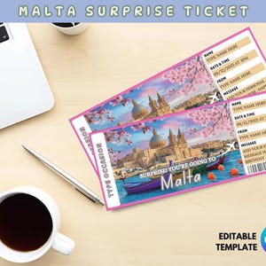 Printable Malta Trip Surprise Gift Ticket, You're Going to Malta, Gift ...