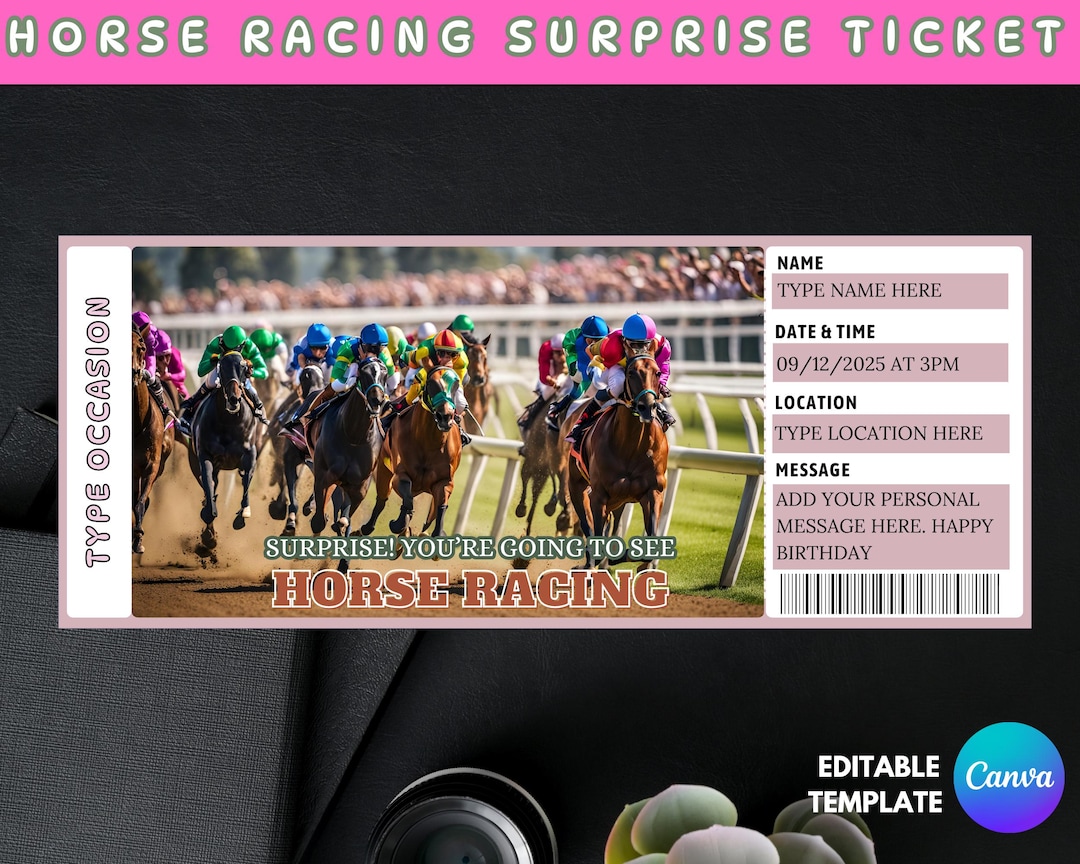 Horse Racing Surprise Ticket, Horse Racing Ticket, Surprise Trip Reveal ...