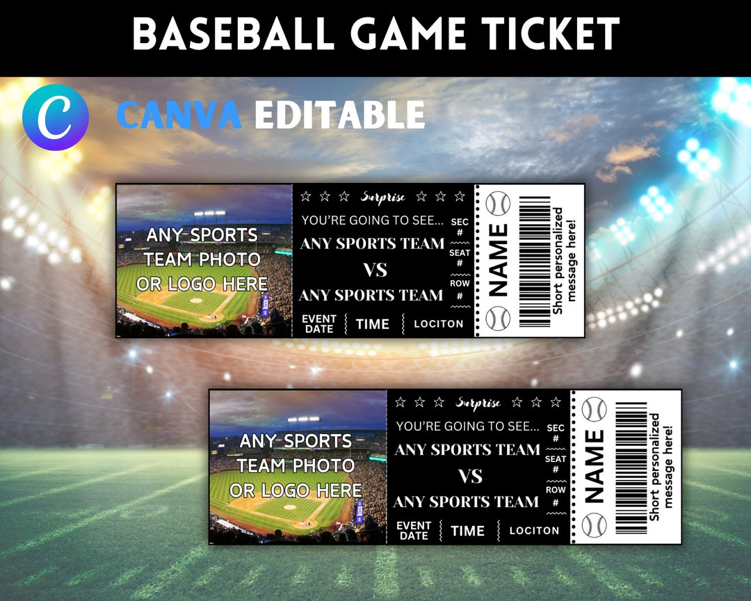 Baseball Game Ticket Template, Surprise Game Ticket Template, Baseball ...