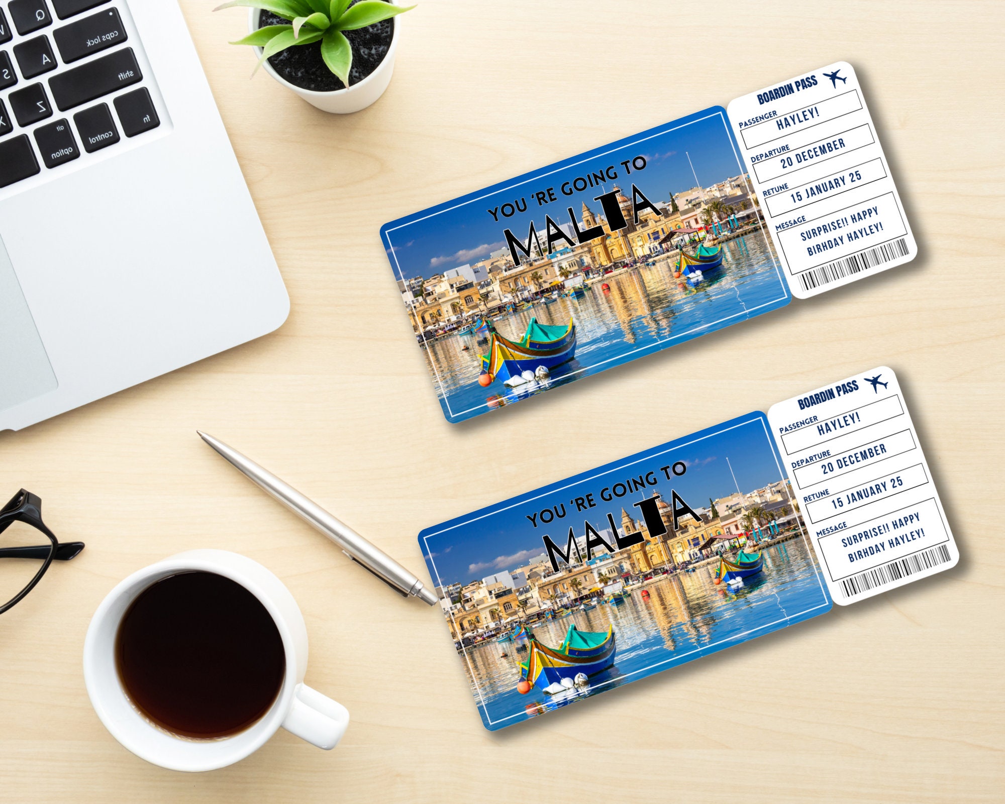 Printable Malta Trip Surprise Gift Ticket, You're Going to Malta, Gift ...