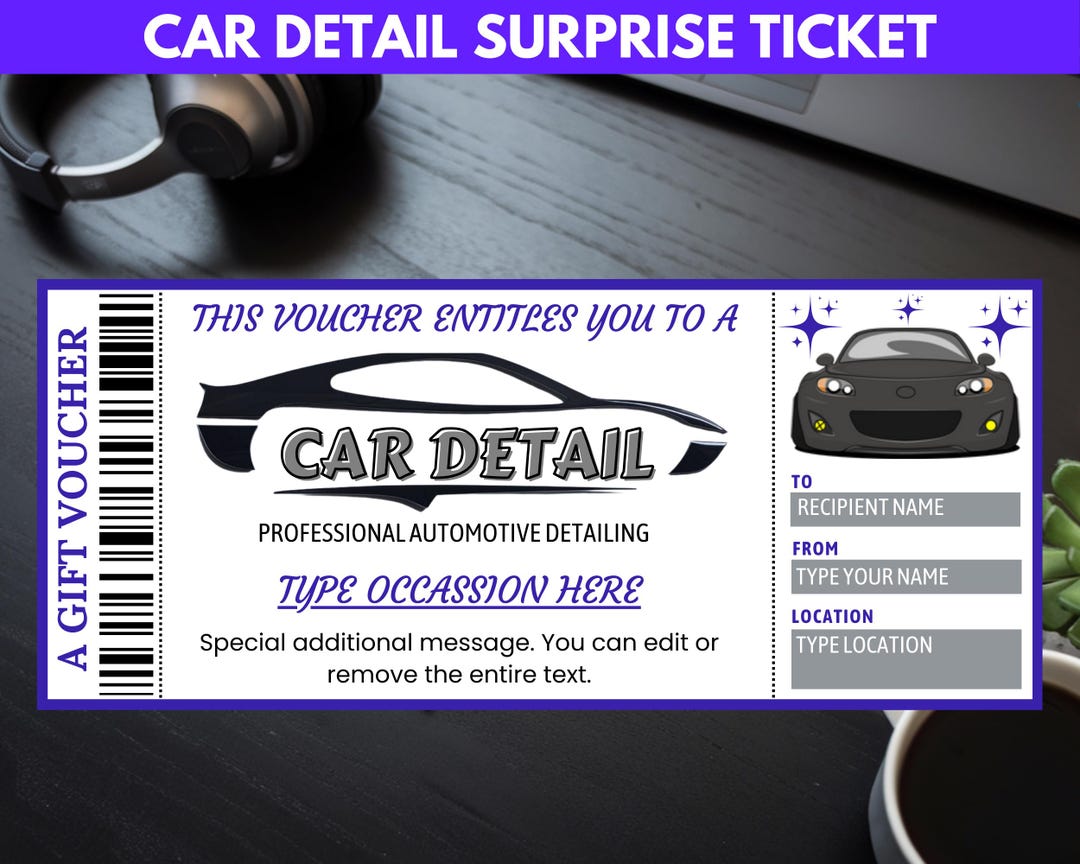 Editable Car Detailing Gift Certificate Template (instant Download ...