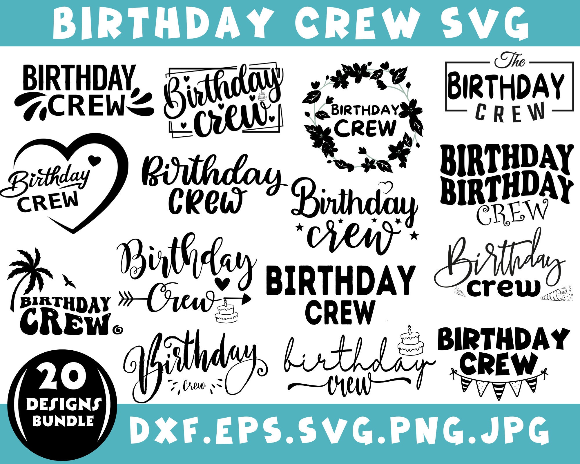 Birthday Crew Svg Bundle, Svg Files for Cricut, Birthday Vector ...