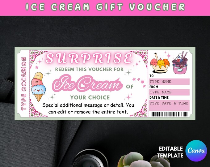 Ice Cream Coupons, Ice Cream Party, Printable Vouchers, Ice Cream ...
