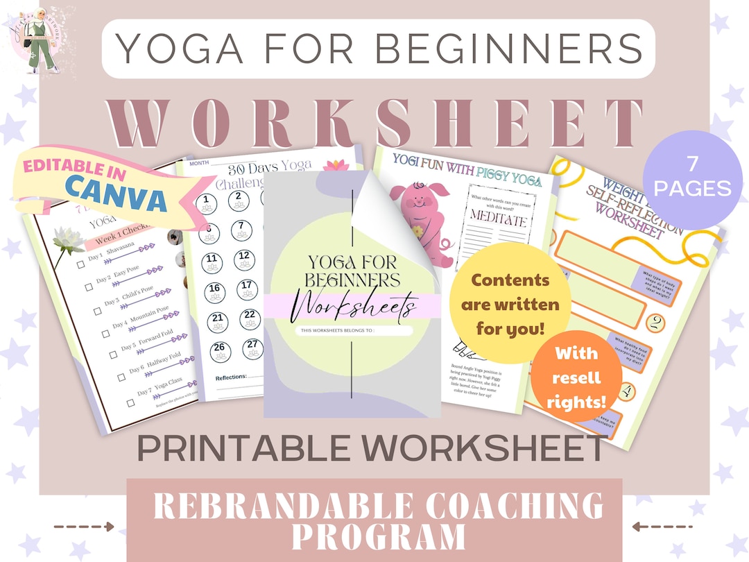 Yoga for Beginners Worksheet | Health Coach Content (canva Editable) - Etsy
