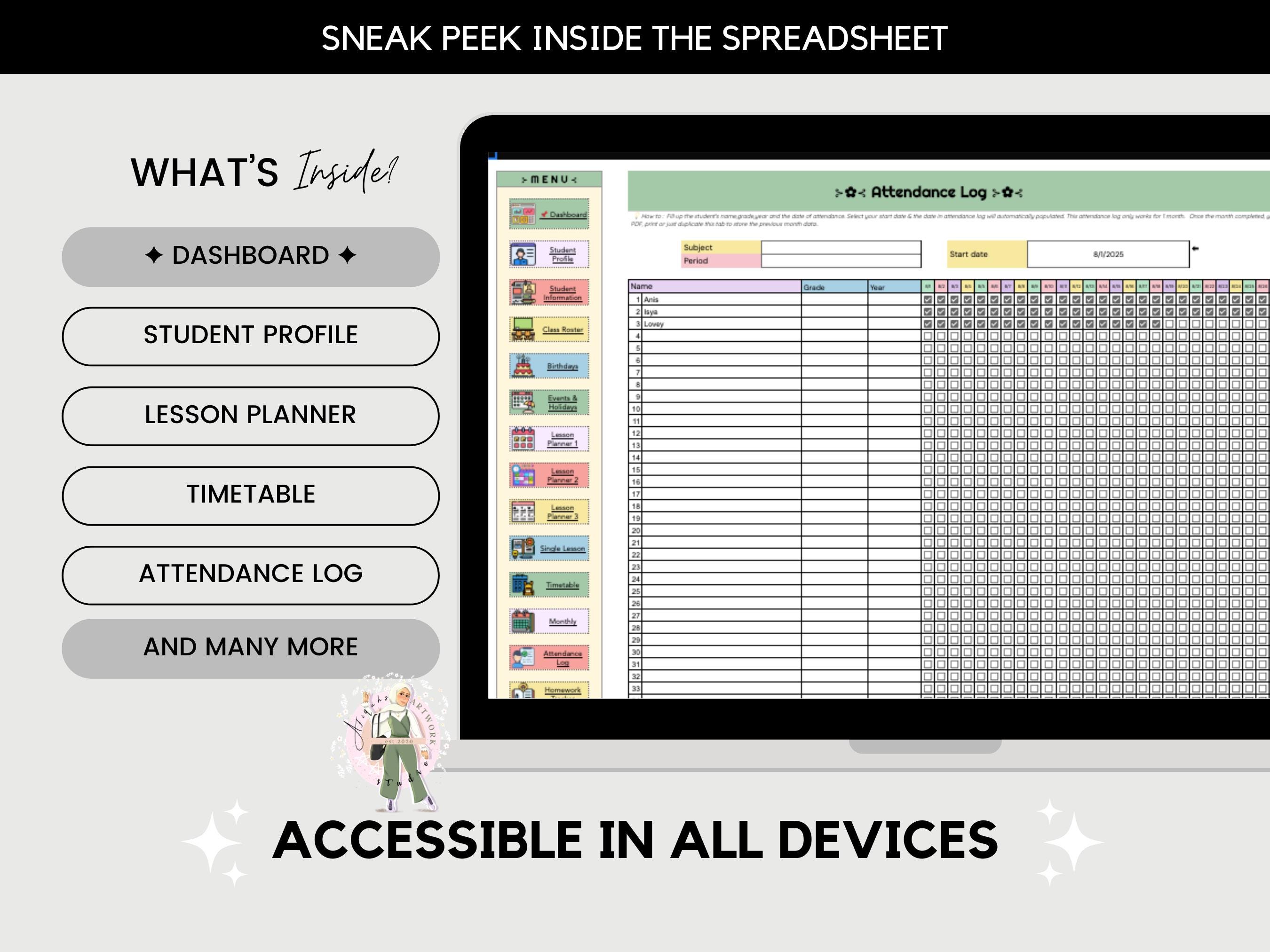 Teacher Planner Spreadsheet 2025-2026 | Google Sheets Academic Planner ...