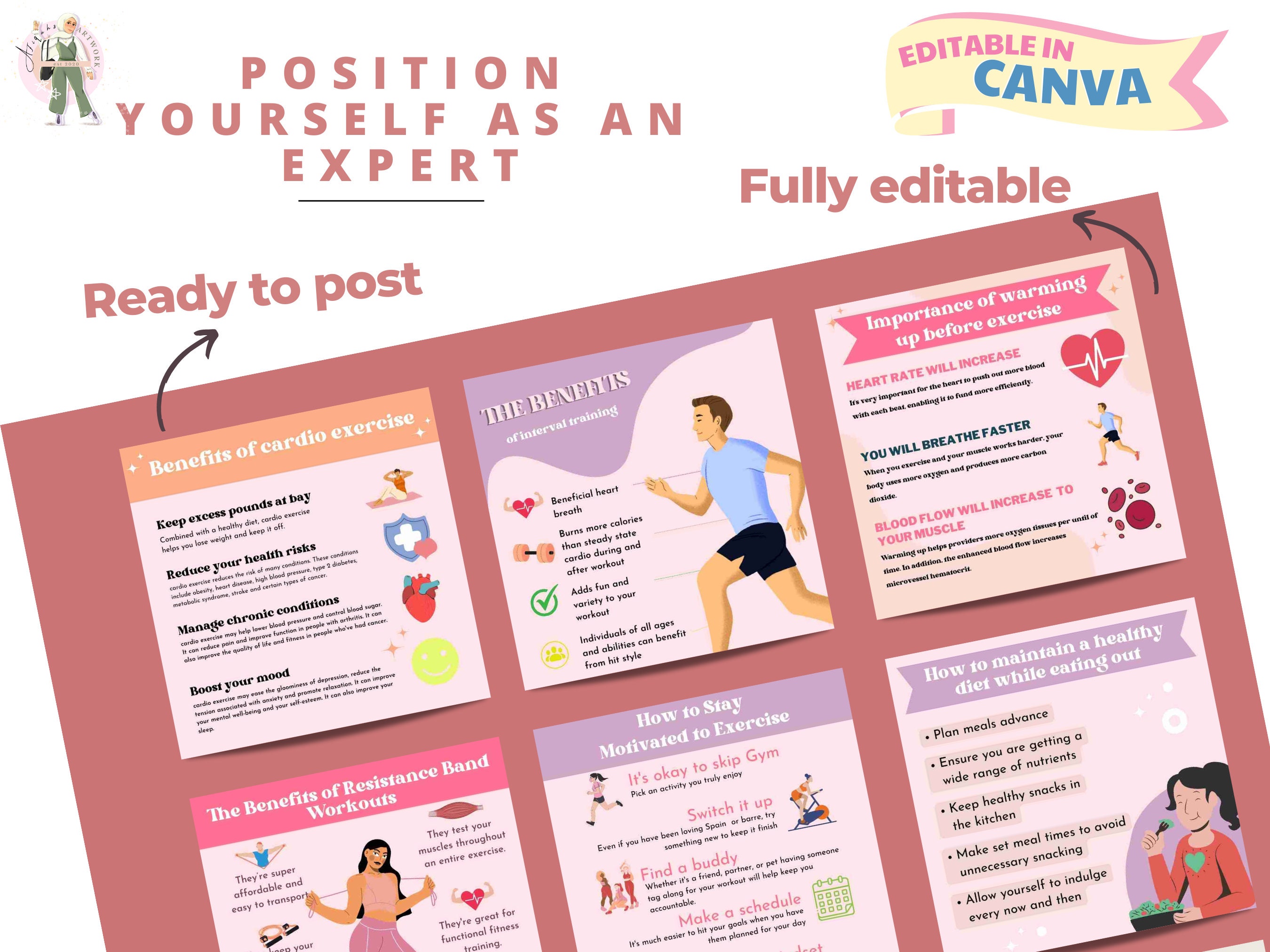 Health Coach Infographic Canva Template for Coaches Social Media ...