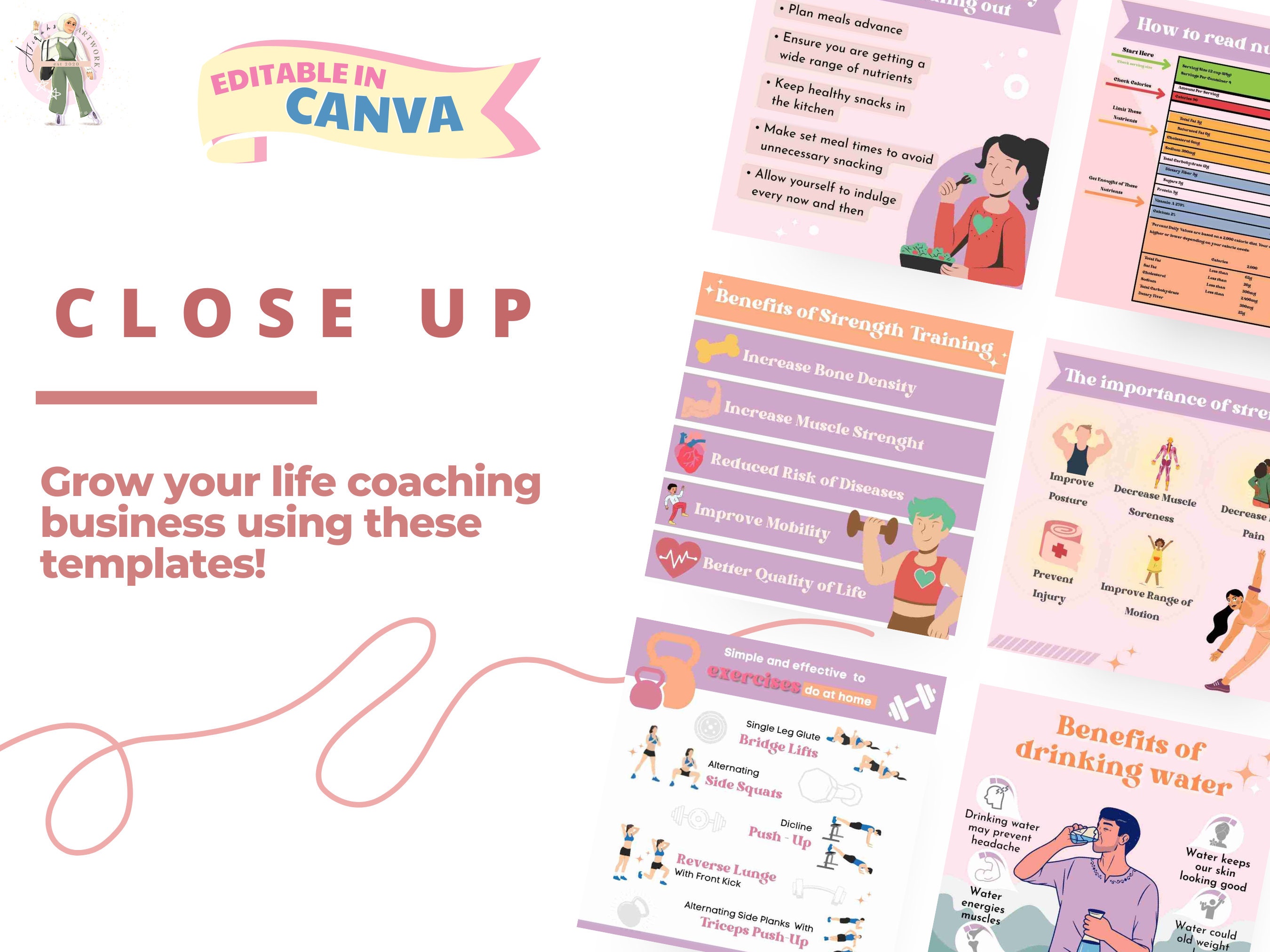 Health Coach Infographic Canva Template for Coaches Social Media ...
